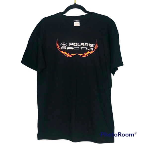 Vintage | Shirts | 3d Print Polaris Racing Black Tshirt Silver Raised Text With Flames | Poshmark